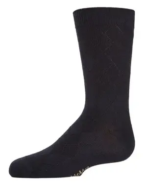 MEMOI Argyle Crew Socks - Black