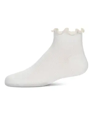 MEMOI Ruffle Anklet Socks - Winter White-pink