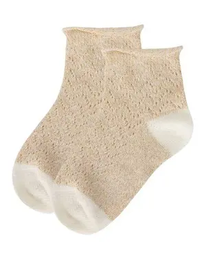 MEMOI Fuzzy Shimmer Anklet Socks - Winter White