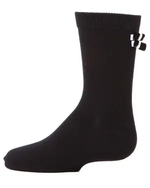 MEMOI Bow Detailed Crew Socks - Black