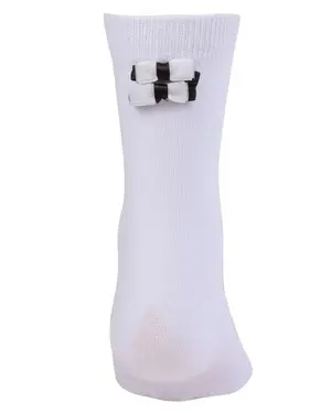 MEMOI Bow Detailed Crew Socks - White