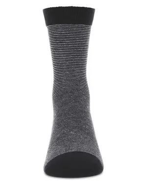 MEMOI Horizontal Stripe Crew Socks - Navy