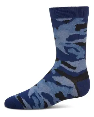 MEMOI Camouflage-pattern Crew Socks - Navy