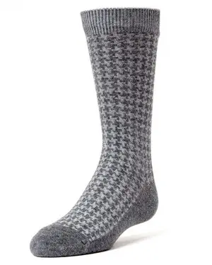 MEMOI Houndstooth Mercerized Dress Socks - Charcoal