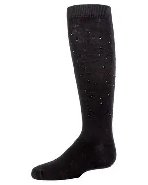 MEMOI Jeweled Knee Socks - Black