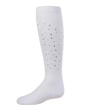MEMOI Jeweled Knee Socks - Winter White