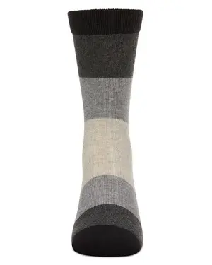 MEMOI Ombre Color Block Crew Socks - Black