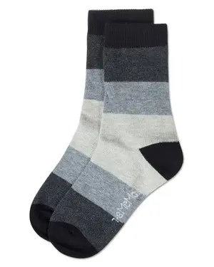 MEMOI Ombre Color Block Crew Socks - Black