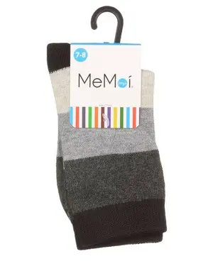 MEMOI Ombre Color Block Crew Socks - Black