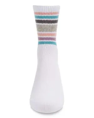 MEMOI Metallic Sport Stripe Crew Socks