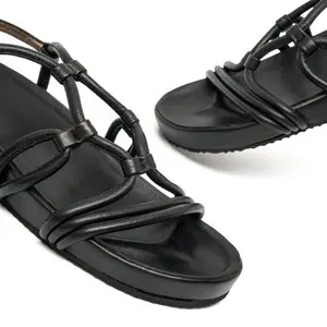 ALTA Flora Strappy Leather Sandals - Black