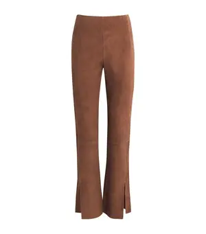 Theory Lambskin Suede Slim Trousers