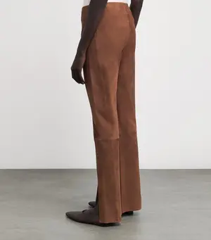 Theory Lambskin Suede Slim Trousers