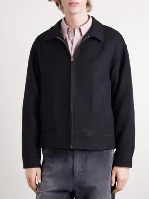 Visvim Strato Leather-trimmed Linen And Wool-blend Twill Jacket - Black