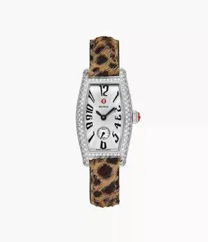 Michele Coquette Diamond Stainless Steel Leopard Print Watch - Animal Print
