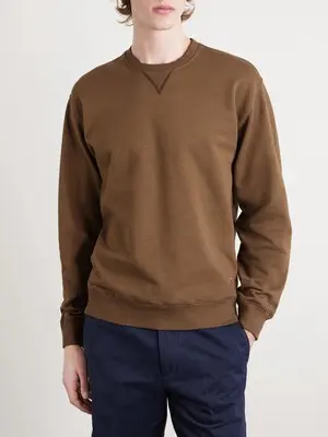 TOM FORD Logo-embroidered Cotton-jersey Sweatshirt - Brown