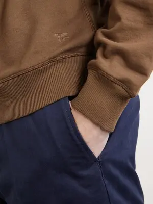 TOM FORD Logo-embroidered Cotton-jersey Sweatshirt - Brown