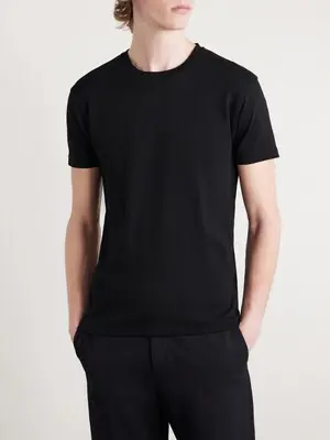 TOM FORD Pointelle-knit Cotton T-shirt - Black