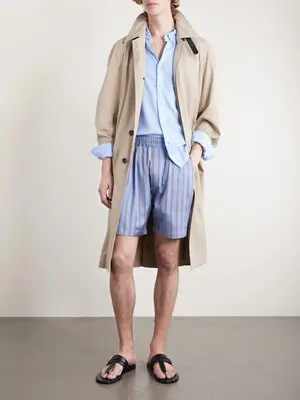 TOM FORD Straight-leg Striped Silk-twill Shorts - Blue