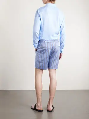 TOM FORD Straight-leg Striped Silk-twill Shorts - Blue
