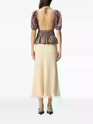 Pinko Striped Ruched Blouse Brown