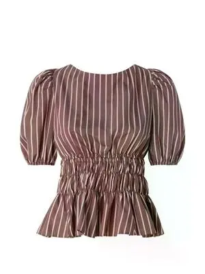 Pinko Striped Ruched Blouse - Brown
