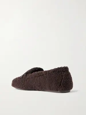STUART WEITZMAN Britt Leather-trimmed Shearling Loafers