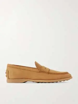 TOD'S Gomma Nubuck Penny Loafers - Tan