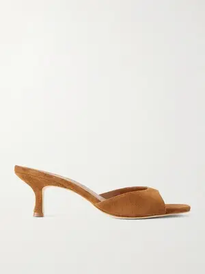 Staud Brigitte Suede Mules Tan