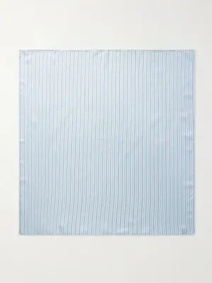 TOTEME Signature Striped Silk-twill Scarf Light Blue