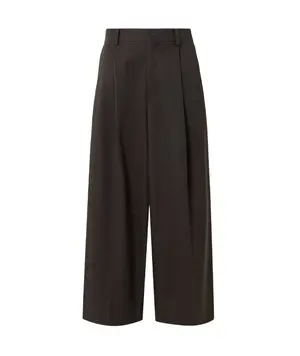 SSSTEIN Pleated Wool-twill Wide-leg Pants - Dark Brown