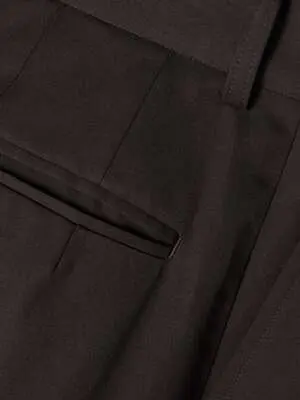 SSSTEIN Pleated Wool-twill Wide-leg Pants - Dark Brown