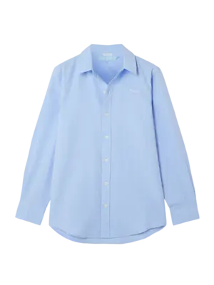 MOTHER The Bestie Embroidered Cotton Shirt - Blue