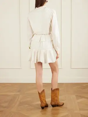 MARANT ETOILE Damya Lace-trimmed Mini Dress - Neutrals