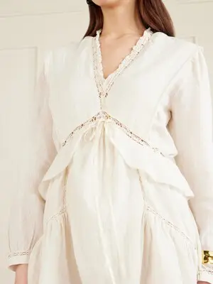 MARANT ETOILE Damya Lace-trimmed Mini Dress - Neutrals