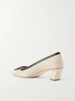 ROGER VIVIER Belle Vivier 45 Leather-trimmed Canvas Pumps - Neutrals