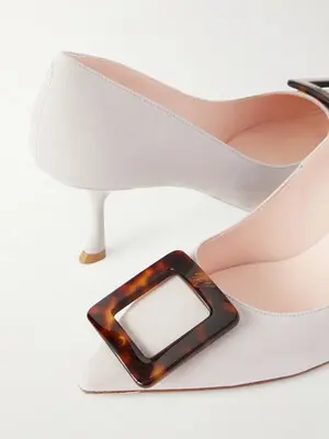 ROGER VIVIER Viv In The City 65 Buckled Suede Pumps - Gray