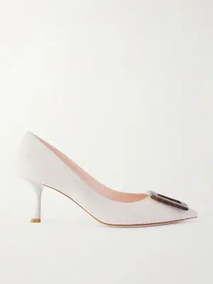 ROGER VIVIER Viv In The City 65 Buckled Suede Pumps - Gray
