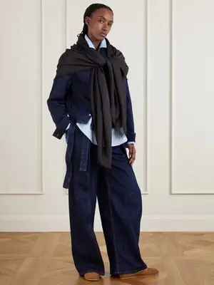 Loewe Fringed Wool And Silk-blend Jacquard Scarf