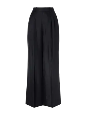LISA YANG Pleated Silk-twill Wide-leg Pants - Black