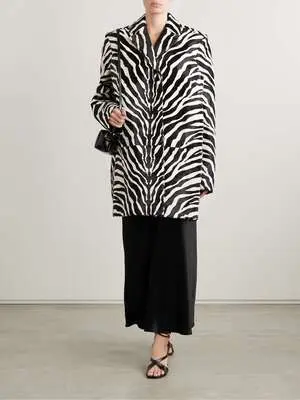 Khaite Lorel Zebra-print Calf Hair Coat