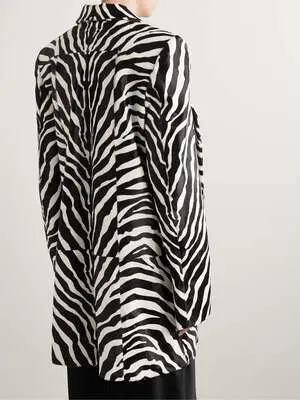 Khaite Lorel Zebra-print Calf Hair Coat