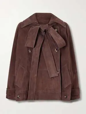 Loewe Double-breasted Suede Jacket - Dark Brown