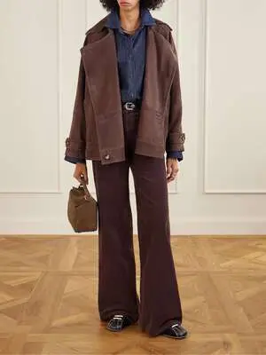 Loewe Double-breasted Suede Jacket - Dark Brown