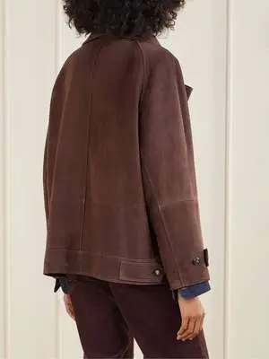 Loewe Double-breasted Suede Jacket - Dark Brown