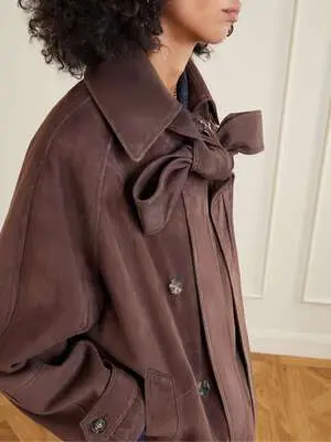 Loewe Double-breasted Suede Jacket - Dark Brown