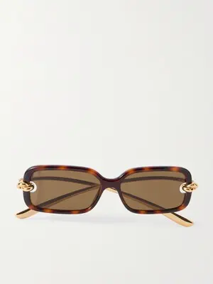 Bottega Veneta Knot Rectangle-frame Sunglasses - Tortoiseshell