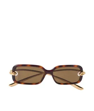 Bottega Veneta Knot Rectangle-Frame Sunglasses Tortoiseshell