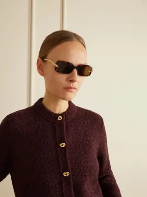 Bottega Veneta Knot Rectangle-frame Sunglasses - Tortoiseshell