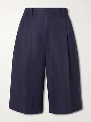 Brunello Cucinelli Pleated Twill Knee Length Shorts